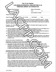 Form 41.24 LAMC Trespass Warning and Trespass Arrest Authorization - LA ...